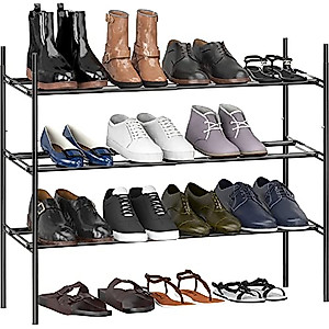Simple Houseware 3-Tier Extendable Shoe Rack, Black