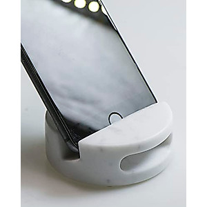 CHISELED ST DF SK Elegant and Versatile White Marble Phone Stand with Sound Amplification Round Phone Holder Function for Desk,Kitchen,Bathroom,and Bedside