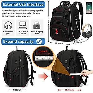 YUSSUE 18.4 Large Laptop Backpack, TSA Approved College High School Backpack - 30% Less Impact - Expandable Travel Bag, red
