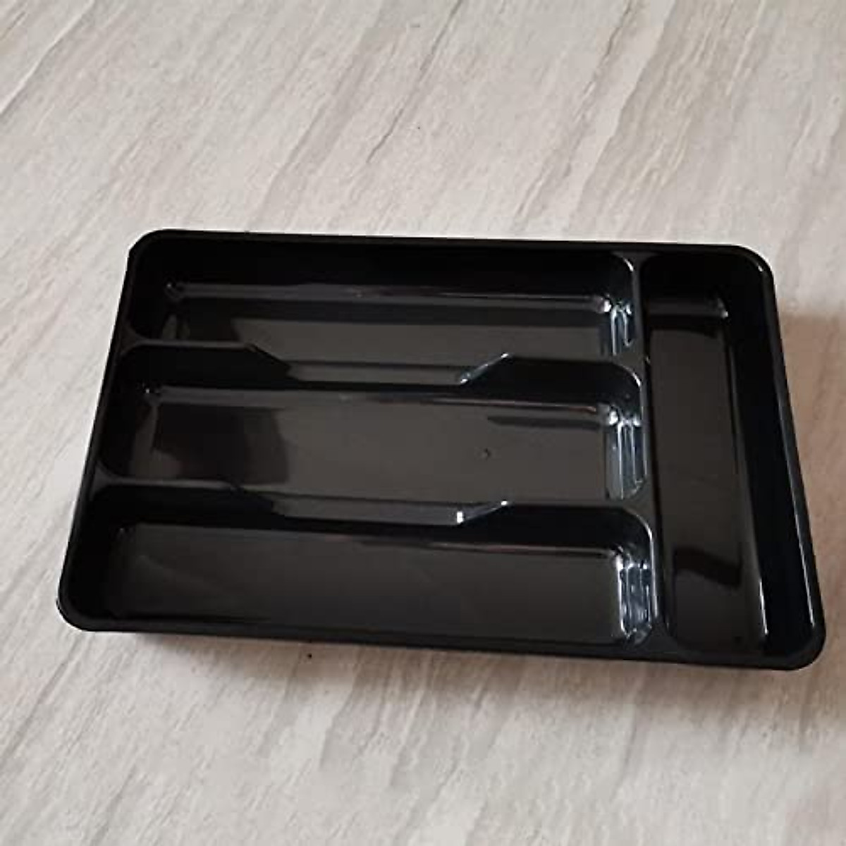 Gralara Cutlery Tray Multi Use Accessories Save Space Tools with 4 Grids Storage Durable for Stationery Spoon Tableware Silverware Office , Black