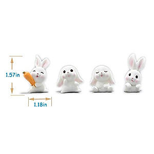 HoneyToys Resin Mini Rabbits Mini Carrot with Basket, Miniature Figurines, Fairy Garden Accessories, Fairy Garden Supplies, Fairy Garden Animals for Fairy Garden, Plant Pots, Bonsai Craft Decor