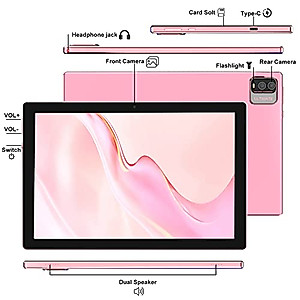 2023 Newest Tablet with Keyboard, 10 inch 2 in 1 Tablets, Android 11 1.8Ghz Quad-Core Processor, 64GB ROM+4GB RAM+512GB Expend Tableta, Case/Mouse/Stylus/8MP Camera/6000mAh Battery/1280x800 HD Display