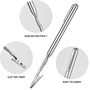 2 Pieces Telescoping Clip Telescopic Metal Wire Joint Clamp with Pen Clip Extendable for Mechanics Home Automobile Repairing Jewelry Fastening Picking Items (Range 8.27-36 Inch)