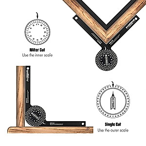 Miter Saw Protractor, 7.3 inch Aluminum Angle Finder with Precision Laser-Inside & Outside Engraved Scales, Miter Saw Protractor Angle Finder for Carpenters, Plumbers and All Construction Industries