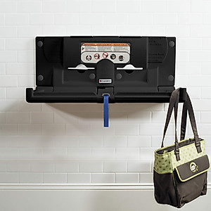 Foundations 100-EH-BP-02 Classic Horizontal Baby Changing Station with Backer-Plate, Includes Safety Straps and Liner Dispenser, Easy to Clean & Install, Made in The USA (Black)