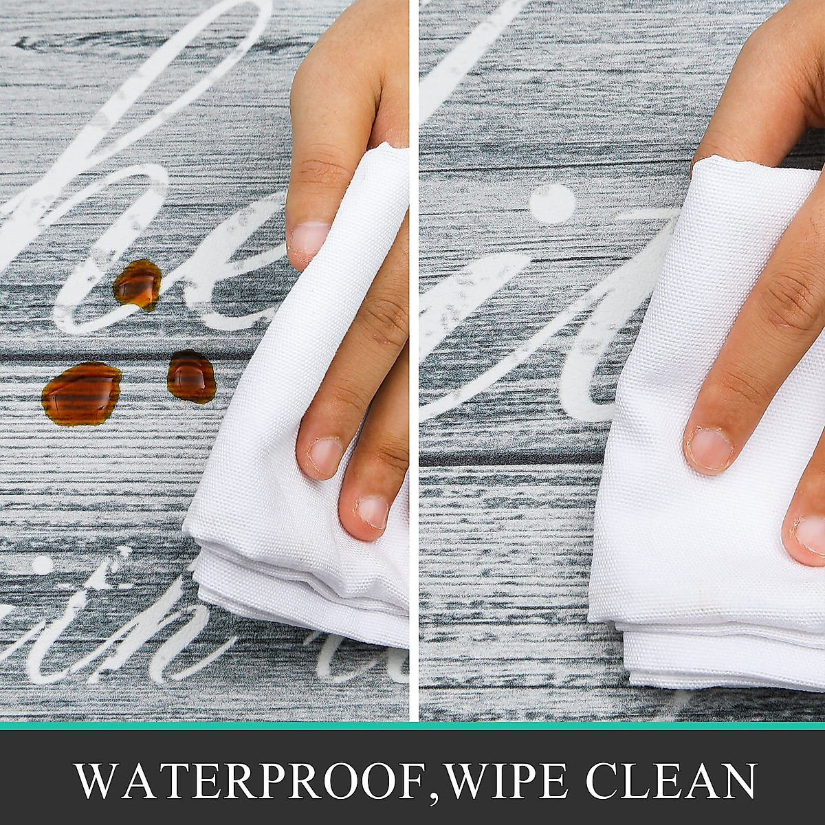 Pauwer Anti Fatigue Kitchen Mats Set of 2 Farmhouse Kitchen Rugs Non Skid Washable, Cushioned Kitchen Floor Mats, Waterproof Memory Foam Kitchen Runner Rug Comfort Standing Mat for Kitchen Home Office