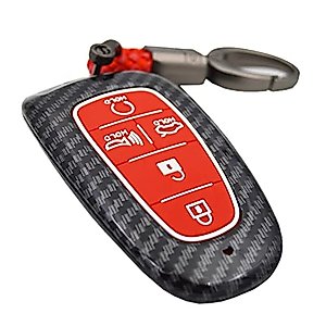 2-Layers Hybrid Carbon Key Fob Cover Case Protector for Hyundai Tucson Hybrid Se Sel Santa Fe Palisade Sonata Santa Cruz Ioniq 5 Nexo