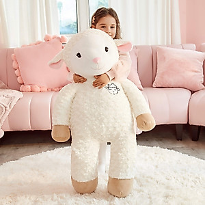 IKASA 30" Giant Sheep Stuffed Animal - Jumbo Soft Kawaii Plush Toy for Kids & Girlfriend (White)