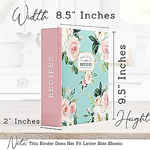 Recipe Binder 3 Ring Organizer Blank Recipe Book 8.5" x 9.5" with 50 Blank Recipes Cards (4x6); Dividers and Page Protectors; Recipe Book to Write in Your own Recipes