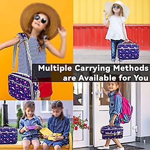 Jiltlu Kids Insulated Lunch Bags, Boys Girls Expandable Lunch Box Reusable Leakproof Portable with Removable Shoulder Strap for School Office Picnic-Olive Green-Dino