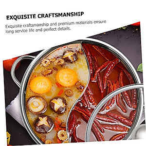 Stainless Steel Mandarin Pot Wok Pan with Lid Nonstick Cookware Ramen Hot Pot Chinese Divided Hotpot Divided Hotpot Pot Shabu Hot Pot Silver Practical Hot Pot Soup Pot Split