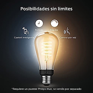 Philips Hue White Dimmable Filament ST19 LED Smart Vintage Edison Bulb, Bluetooth & Hub Compatible (Hue Hub Optional), Voice Activated with Alexa