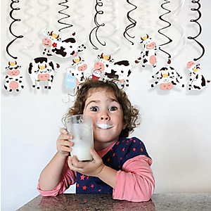 Kristin Paradise 30Ct Cow Hanging Swirl Decorations, Farm Animals Party Supplies, Cow Print Birthday Theme Decor for Boy Girl Baby Shower, Moo 1st Bday Favors Idea