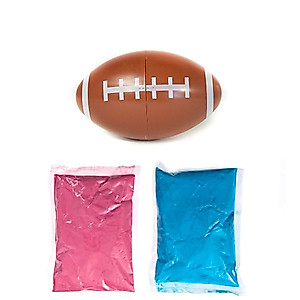Peacock Powder Gender Reveal Football - Sports Themed Baby Announcement - with Blue and Pink Powder Exploding Ball, Pink, Blue, 3 Piece Set
