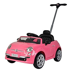 Best Ride On Cars 2-in-1 Fiat 500 Baby Toddler Toy Push Vehicle Car Stroller with 40 Pound Capacity and Lights for Children Ages 1 to 3 Years, Pink