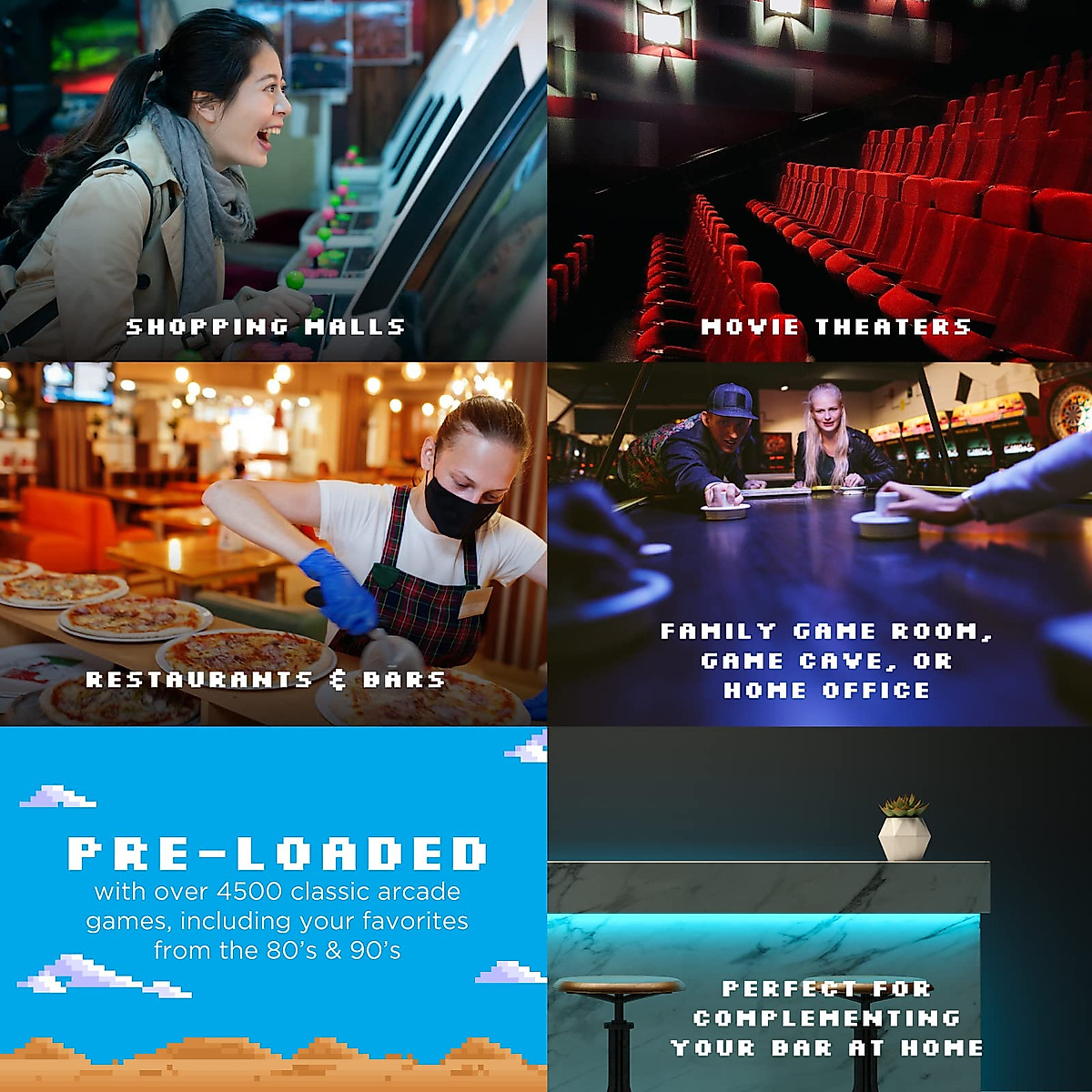 Creative Arcades Slim Full Size Stand-Up Commercial Grade Arcade Machine | 4 Player | 4500 Games | 32" LCD Screen | 4 Sanwa Joysticks | Trackball | 2 Stools Included | 3 Year Warranty