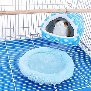 Filhome Small Animal Bed Set, Hamster Hammock House Guinea Pig Bed Rat Sleep Pad Mat Cage Accessories for Sugar Glider Chinchilla