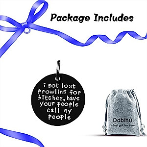 Funny Pet Tag, Funny Dog Tag, Dog Collar Tag, Dog Cat Pet ID Tag Stainless Steel Pet Tags, I Got Lost Prowling for Have Your People Call My People Puppy ID Tag for Dog Cats Owner or Dog Lover