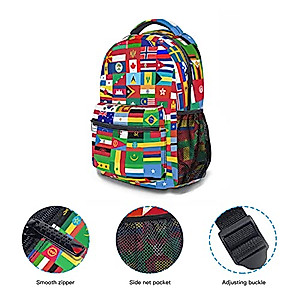 Worlds Flag School Computer Backpacks Book Bag For Boys Girls Travel Hiking Camping Daypack