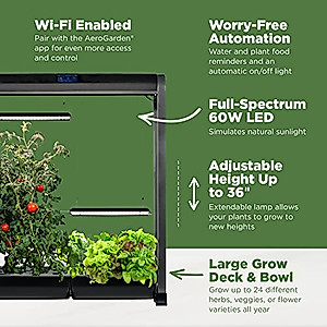 AeroGarden Farm 24XL with Salad Bar Seed Pod Kit - Indoor Garden with LED Grow Light, Black