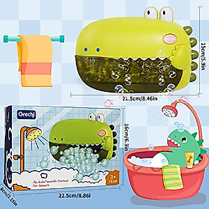 Grechi Dinosaur Bath Toys,Baby Bath Toys for The Baby Bathtub,Toddler Bath Toys Automatic Bubble Machine,Plays 12 Children’s Songs,Bath Toy Makes Great Gifts for Toddlers Age 2 3 Year Old Girl Boy