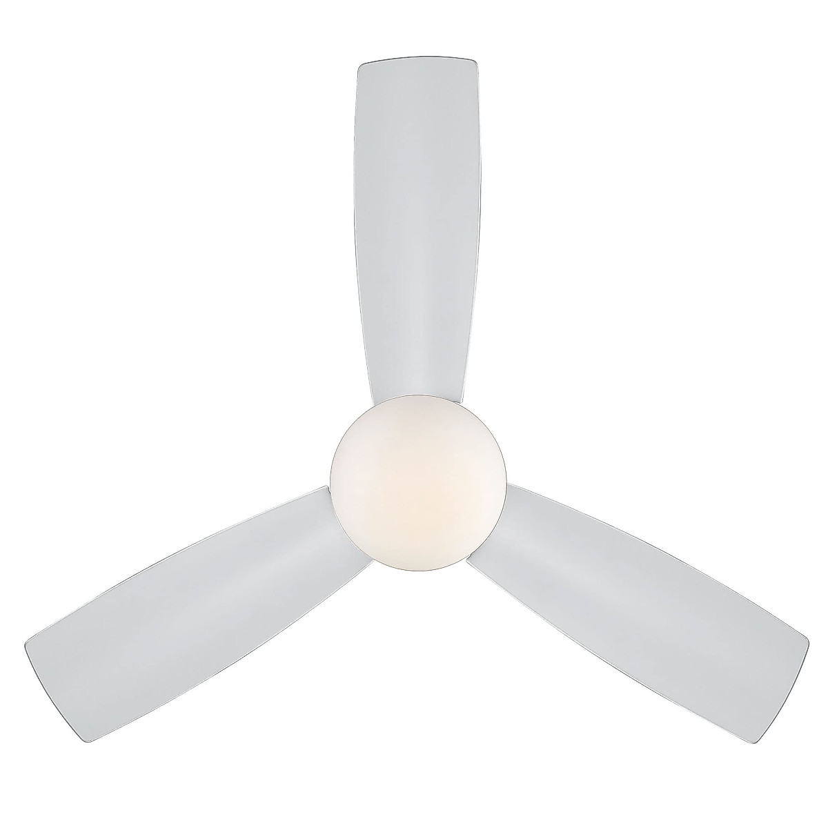 WAC Smart Fans Orb Indoor and Outdoor 3-Blade Flush Mount Ceiling Fan 44in Matte White with 3000K LED Light Kit and Remote Control works with Alexa and iOS or Android App