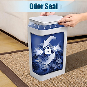 TIPGO Bathroom Trash Can with Lid, 10 Liter/ 2.6 Gallon Slim Garbage Can, Small Trash Bin Waste Basket with Pop-Up Lid for Kitchen, Bedroom, Living Room, Office (2 Pack, Grey)