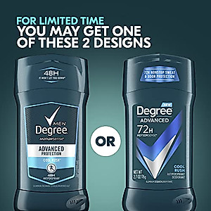 Degree Men Advanced Protection Antiperspirant Deodorant Cool Rush 4 count 72-Hour Sweat and Odor Protection Antiperspirant For Men With MotionSense Technology 2.7 oz