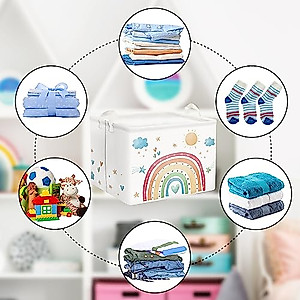 Clastyle Cloud Rainbow Nursery Storage Basket Rectangle Beach Pool Clothes Towel Shelf Basket Toys Books Storage Bin for Playroom Kindergarten Classroom, 15.7x11.8x11.8 in