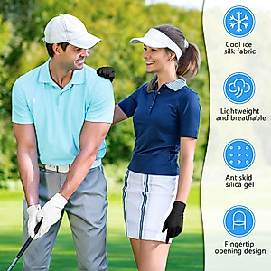 Loopeer 2 Packs Women UV Sun Protection Gloves Full Finger Touchscreen Non Slip Gloves Breathable Summer Outdoor Gloves(Black, Ivory,Buckle)