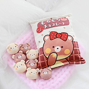 Nenalayo Cute Bag of Chocolate Bear Plush Toy Soft Throw Pillow Stuffed Animal Toys Creative Gifts Room Decor Creative Gifts for Girls