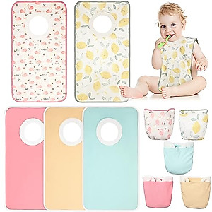 Newwiee 5 Pieces Waterproof Muslin Pullover Baby Bibs Full Coverage Toddler Bibs Soft Absorbent Large Bibs Comfortable Towel Bibs Colorful Baby Drooling Bibs for Feeding and Drooling Toddlers