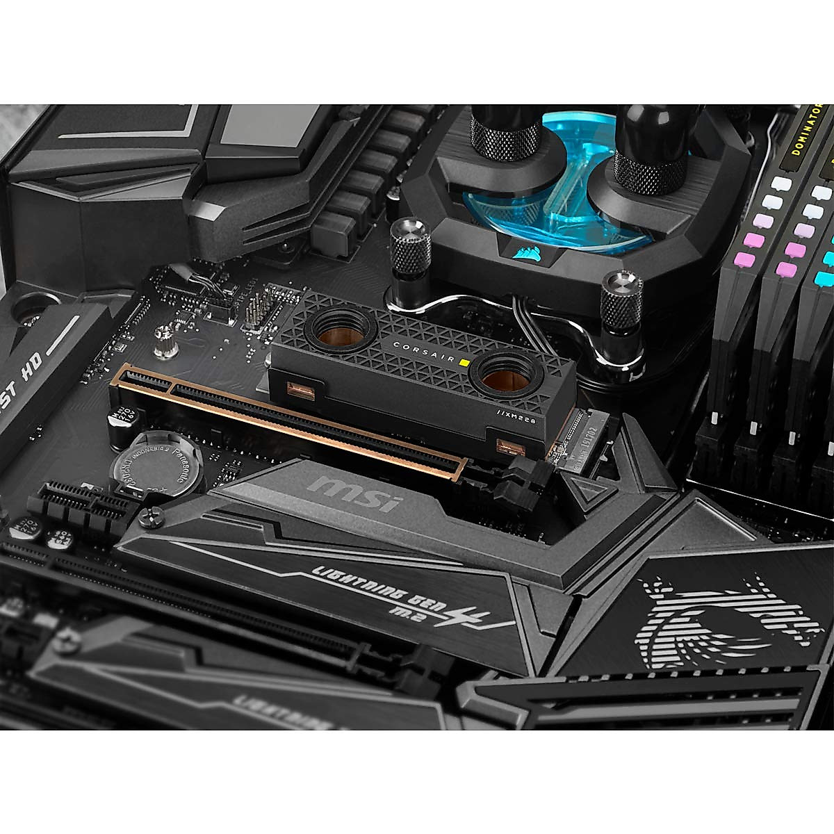 Corsair Hydro X Series XM2 M.2 SSD Water Block - Add Your M.2 SSD to a Custom Cooling Loop - Copper Cold Plate - Easy Installation, Black