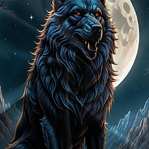 EVMILA Gothic Wolf for Teens and Adults Duvet Cover Quilt Cover 3D Print Scary Night Comforter Covers Soft Microfiber with Zipper Closure Bedding Set with Pillow Cases 3 Pieces Twin（173x218cm）