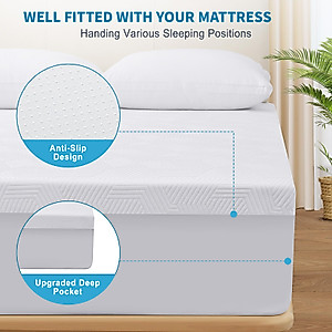 3 Inch Gel Memory Foam Mattress Topper Queen Size, High Density Memory Foam Mattress Pad Cover with 8-21" Deep Pocket for Pressure Relief, Pillow Top with Removable Viscose Made from Bamboo Cover