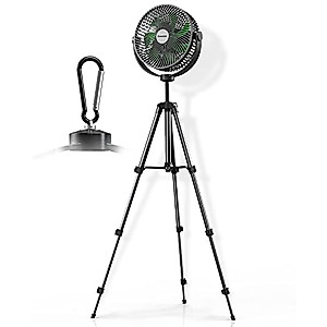 10000 mAh Pedestal Fan with 8.5'' Frame, 4 Speeds Air Circulator Fan, Portable Desk Fan with Adjustable Height, Max 38 H, Rechargeable Standing Fan, Included A Hook, Quiet for Home, Office, Outdoor
