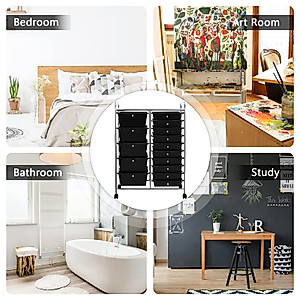 GOFLAME 15-Drawer Rolling Storage Cart, Multipurpose Movable Organizer Cart, Utility Cart for Home, Office, School, Black