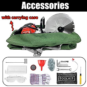 HIGOSPRO 1300W 4.8" Cut Depth and 2 Stroke Gasoline Grinder With Bag 14 Inches Concrete Saw Gas Powered Cut-Off Saw with EPA 51.7cc, petrol concrete saw with Diamond Blade