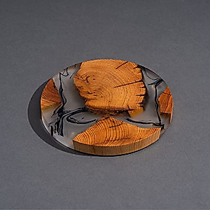 Avocrafts Drink Coaster Set, Wooden Absorbent Coasters, Epoxy Resin Coaster for Coffee Table, Tabletop Protection Decor, Set of 6 With Holder