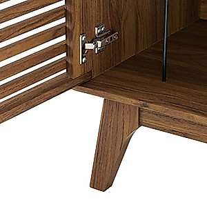 Modway Render Mid-Century Modern 19" Vinyl Record Display Stand in Walnut, 19 Inch