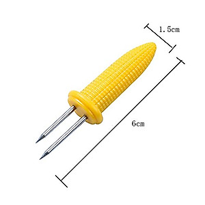lasenersm 20 Pieces Corn Holders Stainless Steel Corn Holders Corn on The Cob Skewers BBQ Skewers for Home Cooking and BBQ, Yellow
