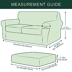 CHUN YI 3 Pieces Stretch Loveseat Sofa Cover for 2 Seater Couch, Washable Soft Sofa Slipcover with 2 Separate Seat Cushion Covers for Dogs, Checks Spandex Jacquard Fabric, Medium, Grey/Gray