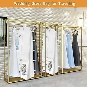 Portable Wedding Dress Garment Bag, 72 Inch Trifold Bridal Dress Bags for Gowns Long with Pockets and Handles, 10" Gusseted Dress Cover for Wedding Dress with Buckle