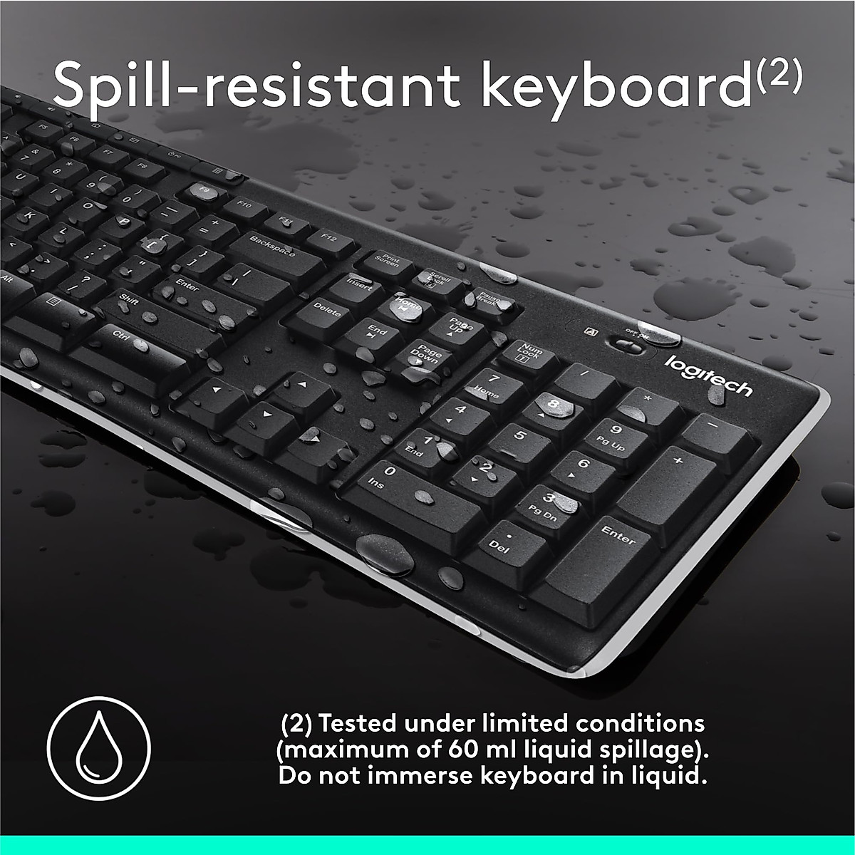 Logitech MK710 Wireless Keyboard and Mouse Combo — Includes Keyboard and Mouse, Stylish Design, Built-In LCD Status Dashboard, Long Battery Life