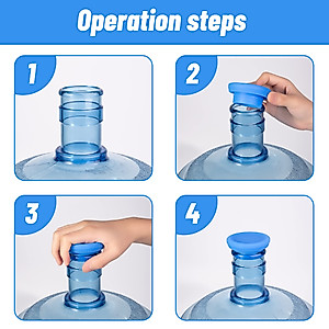 3 & 5 Gallon Water Jug Caps Reusable - Non-Spill 55mm Water Bottle Caps,Silicone Replacement Cap Lids Anti Splash 3 Pack，Leak Free