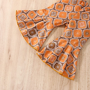 Toddler Girl Summer Clothes Baby Boho Outfit Strap Crop Cami Top Bell Bottom Pants Set Floral Groovy Clothing (White&Yellow,2-3T)