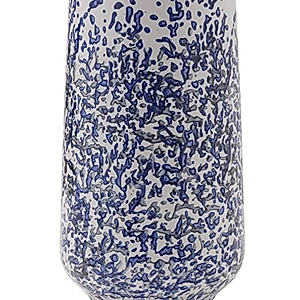 Scott Living Blue and White Ceramic Vase, for Use with Faux or Dried Flowers, 4.92x4.92x14.96 Inch