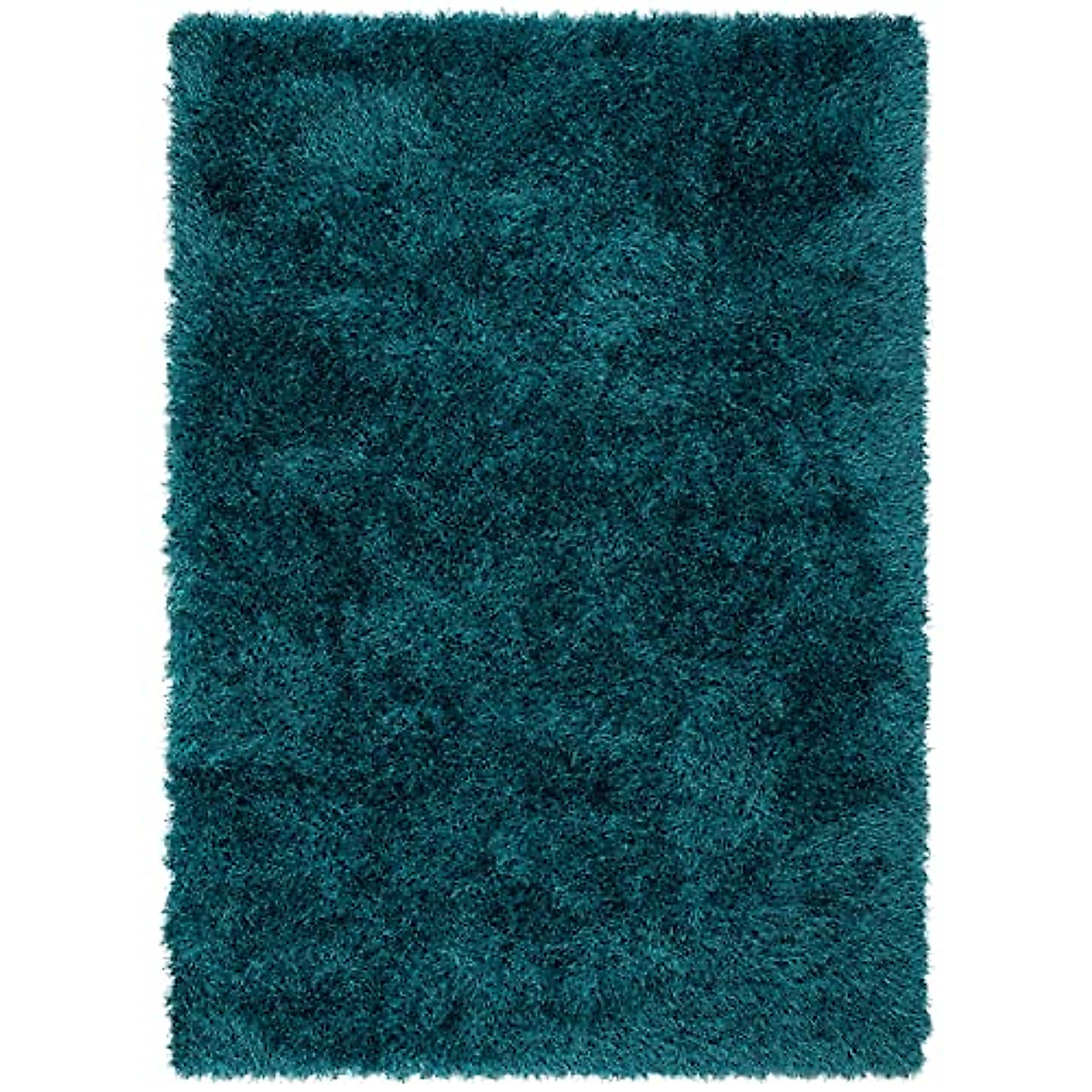 Well Woven Kuki Shag Chie Glam Solid Ultra-Soft Teal Shag 5'3" x 7'3" Area Rug
