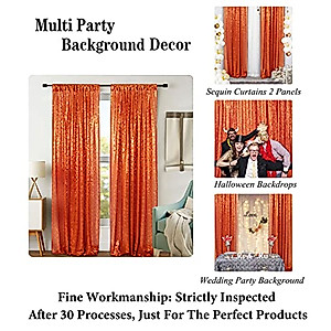 Sequin Curtains 2 Panels 2FTx8FT Orange Glitter Sequin Backdrop Curtains Orange Sequin Photo Backdrop Sequin Window Curtains Wedding Party Background Drapes (2FTX8FT, Orange)…