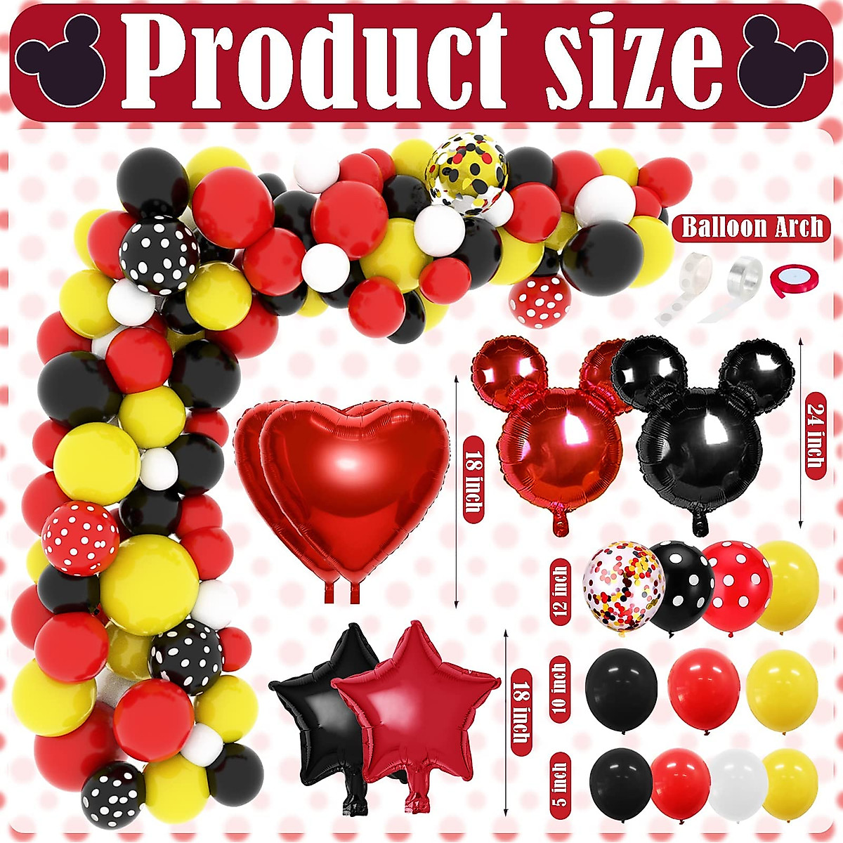 Mouse Birthday Party Supplies for Boys 1st 2nd 3rd Year Birthday Baby Shower Decoration Pack (117 Pcs including Backdrop, Tablecloth, Banner, Cupcake Toppers, Headband, Balloons, etc.)